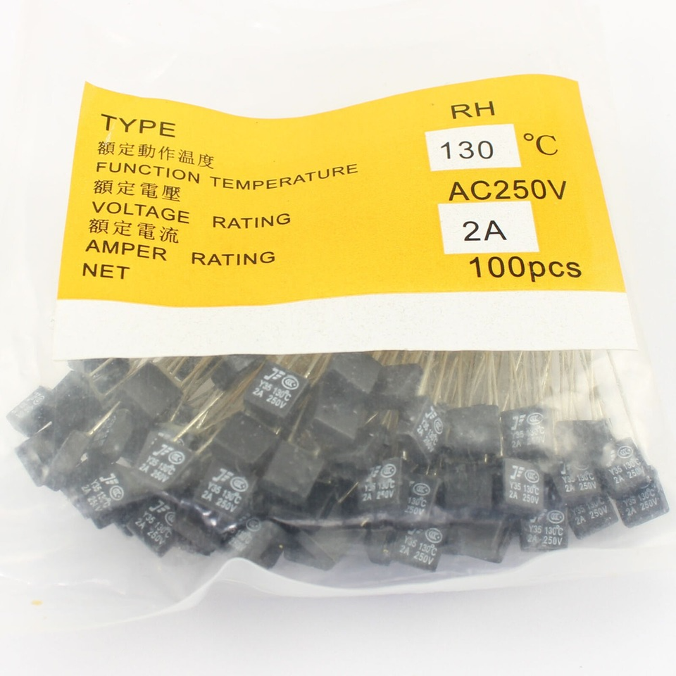 10pcs RH Thermal Fuse 130℃ 130 Degree 250V 2A Black Square Temperature ...