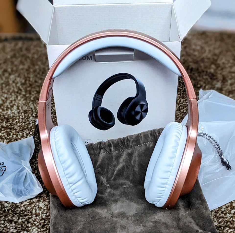 LETSCOM H10 ROSE GOLD Bluetooth 5.0 Over Ear Headphones, Soft Pads ...