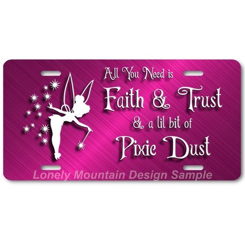 Tinkerbell Pixie Dust Inspired Art on Pink FLAT Aluminum Novelty ...