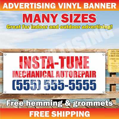 INSTA-TUNE MECHANICAL AUTO REPAIR Advertising Banner Vinyl Mesh Sign ...