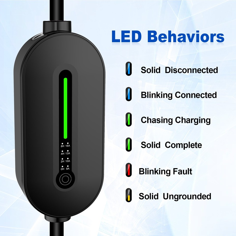 Level 2 EV Charger 16 Amp 16ft Extension Cord for J1772 EVs w/ NEMA 6 ...