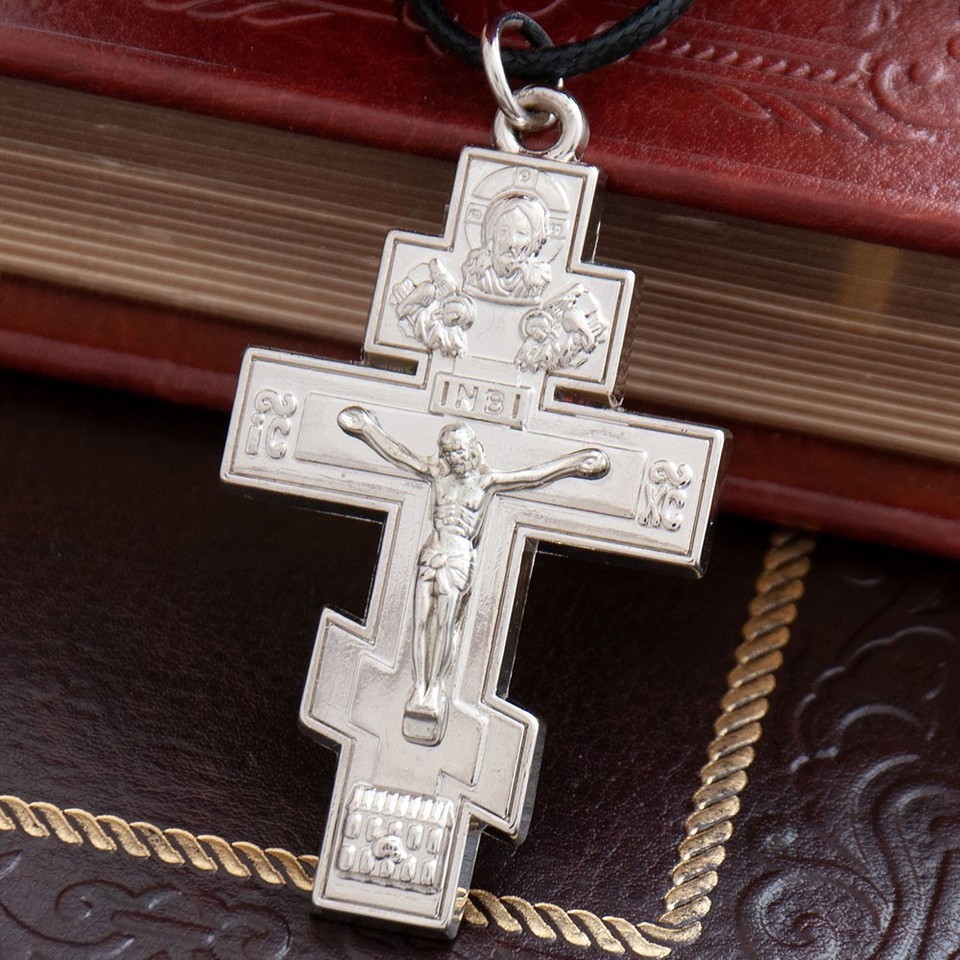 Orthodox Jesus Cross Metal Silver Pendant Prayer Amulet Religious ...