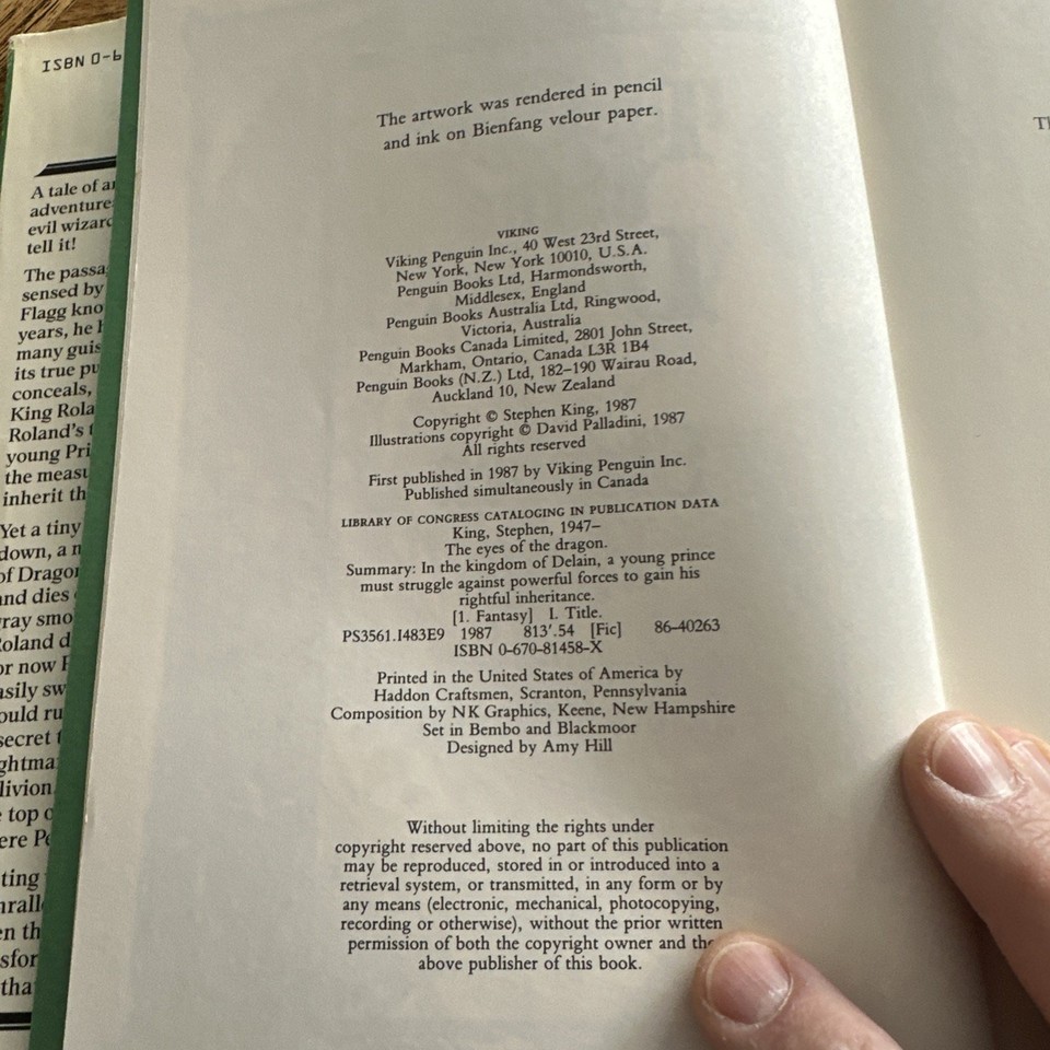 The Eyes Of The Dragon - Stephen King First Edition Penguin Fantasy ...