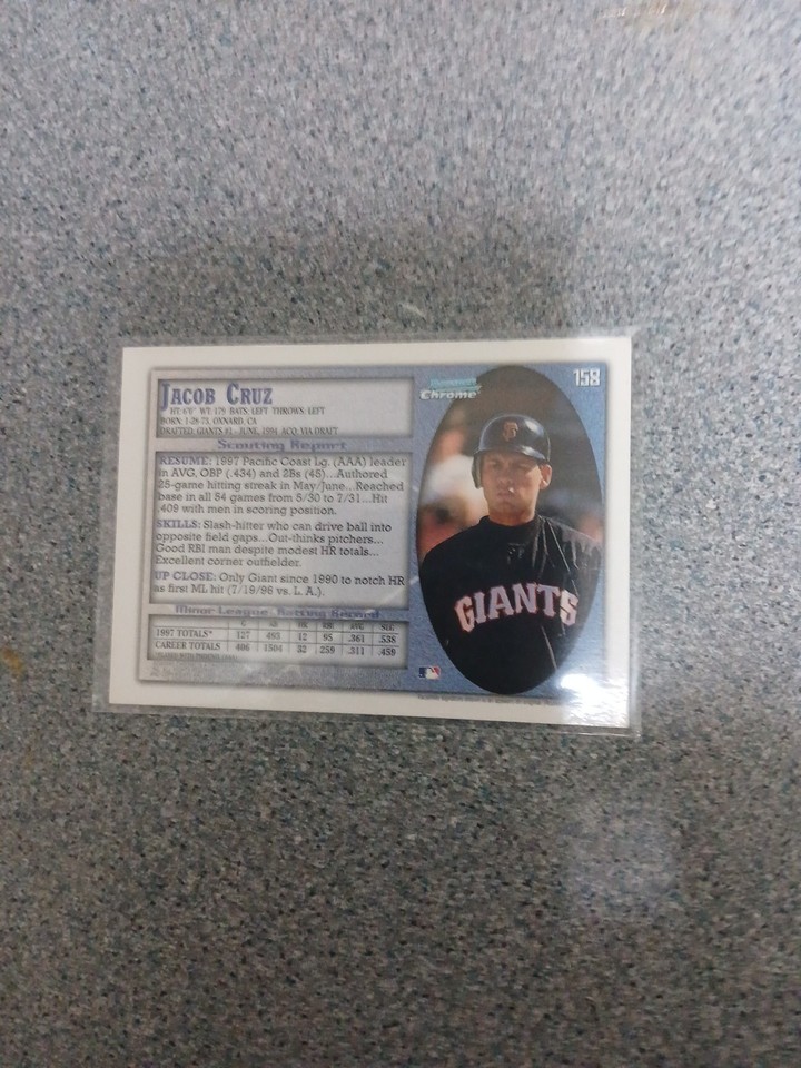 Jacob Cruz Signed In Person 1998 Bowman Chrome Giants Rc A8 | eBay