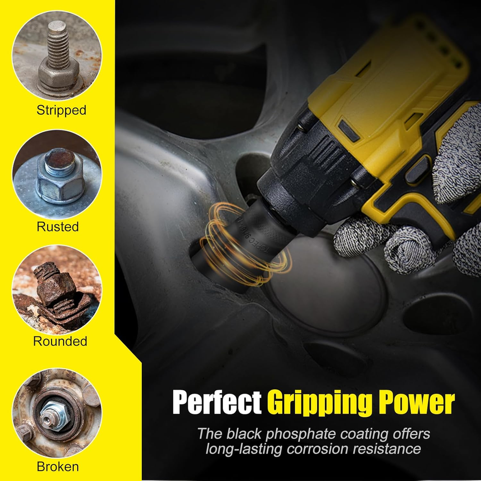 17PCS Lug Nut Extractor Set, 1/2" Drive Stripped Lug Nut Remover ...