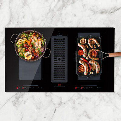 Induction Hob Cooker Hood Downdraft 90cm 4 Ring Electric Induction ...