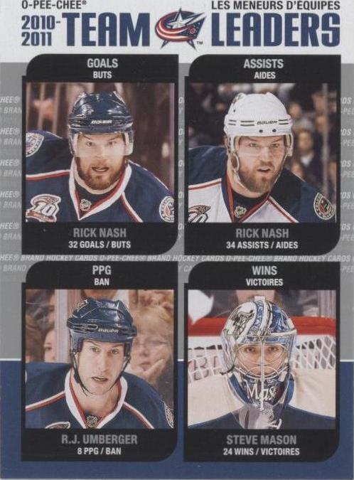 2011-12 O-Pee-Chee - Team Leaders Rick Nash, Steve Mason, R.J. Umberger ...