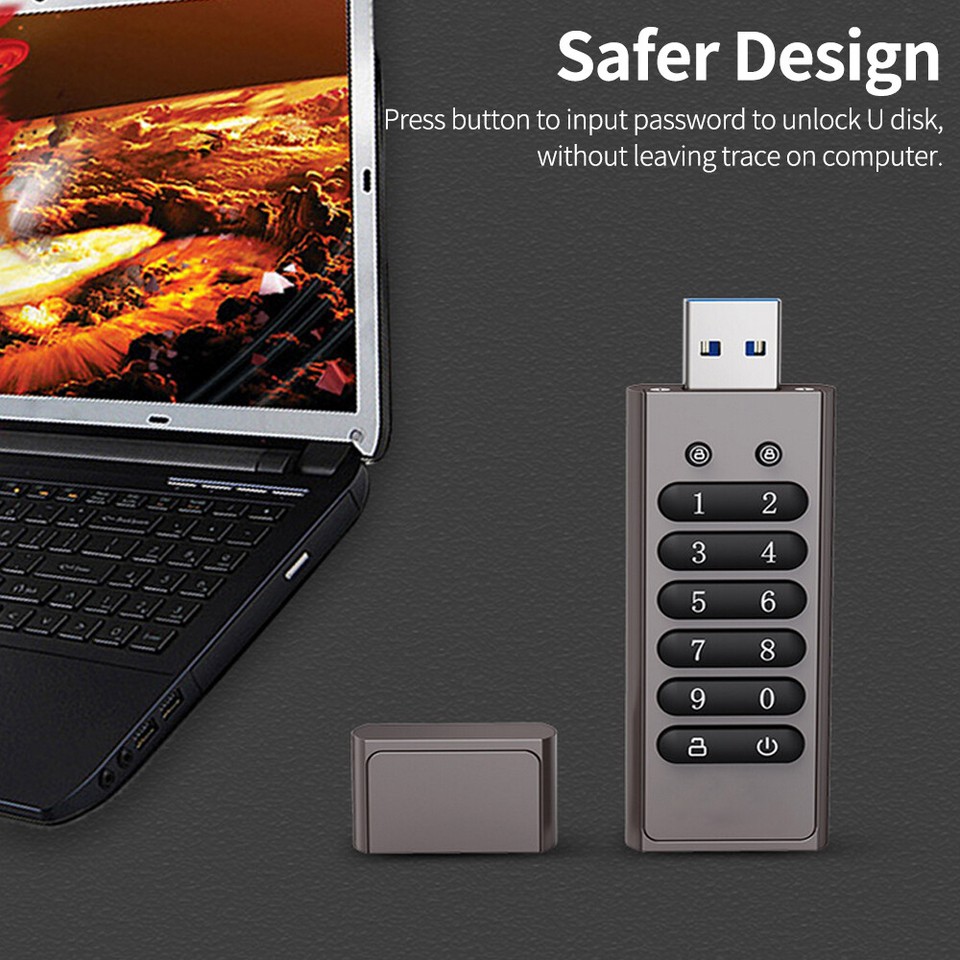 256-Bit Encrypted USB Drive Password Secure Encryption Flash Drive USB3 ...