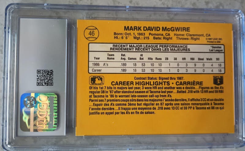 Mark McGwire RR 87 Leaf #46 CGC NM/Mint 8 + 91 Bowman McGwire #234 CGC ...