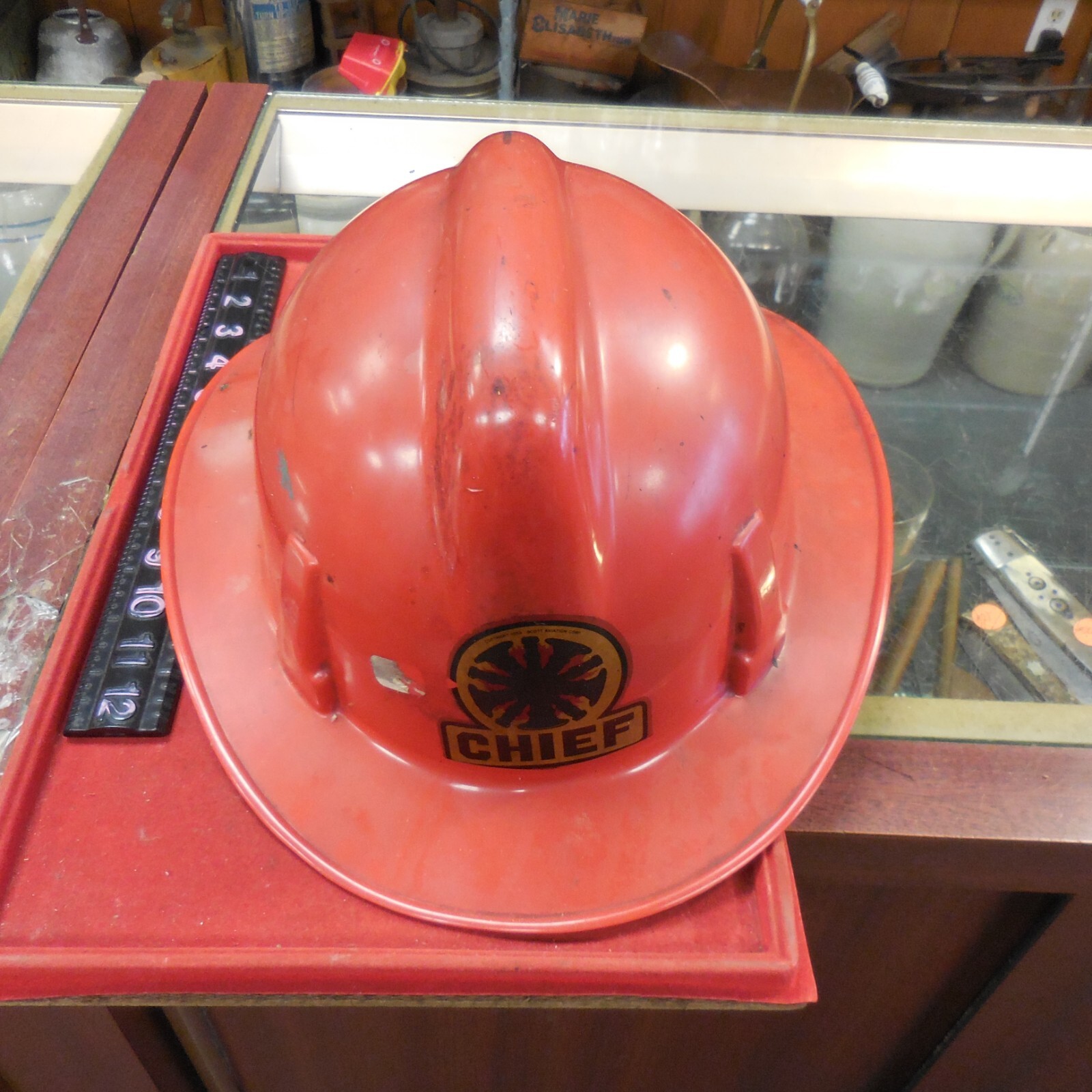 VINTAGE PLASTIC MSA RED FIRE CHIEFS HELMET | eBay