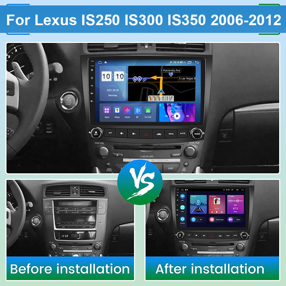 2006-2012 Lexus IS250 IS350 Android 13 Apple CarPlay Car Stereo Radio ...