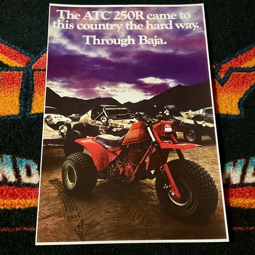 🏁 ‘82 HONDA ATC 250R POSTER vintage atv ATC250R ((Through BAJA)) 🔴⚫️ | eBay