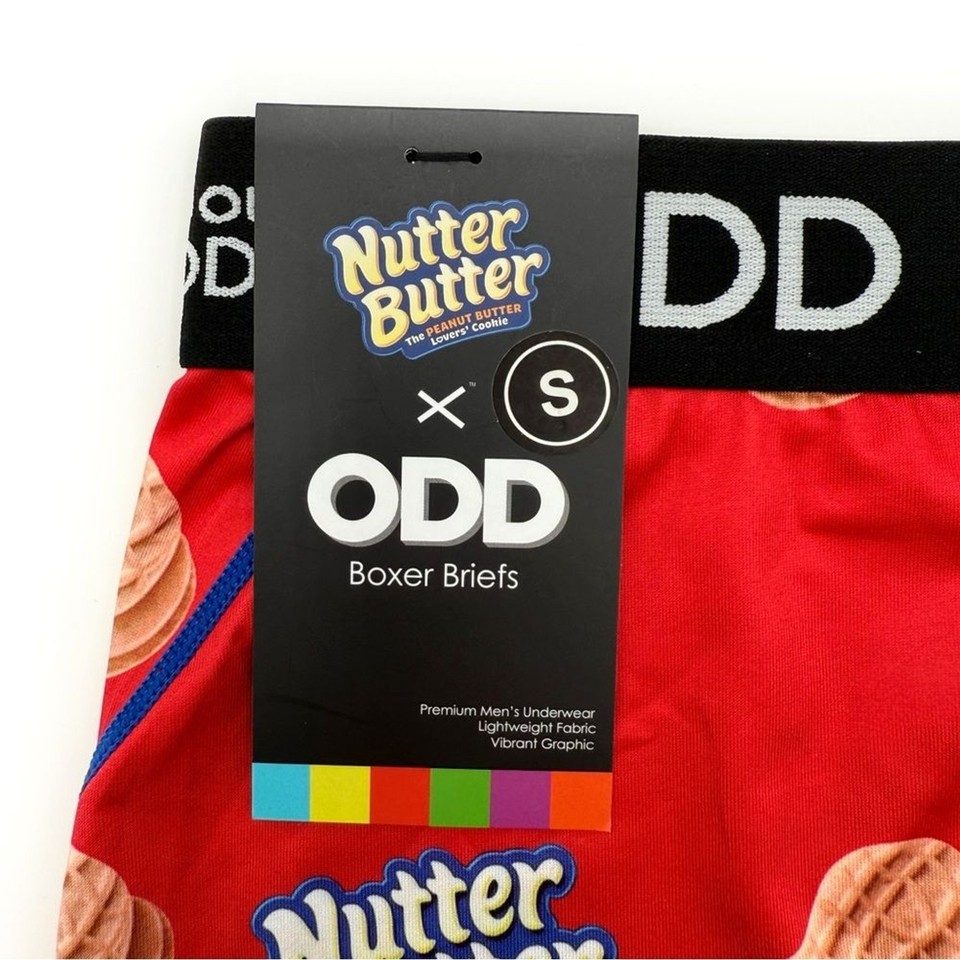 Odd Sox Nutter Butter Boxer Briefs Mens Small Underwear Peanut Logo Red ...