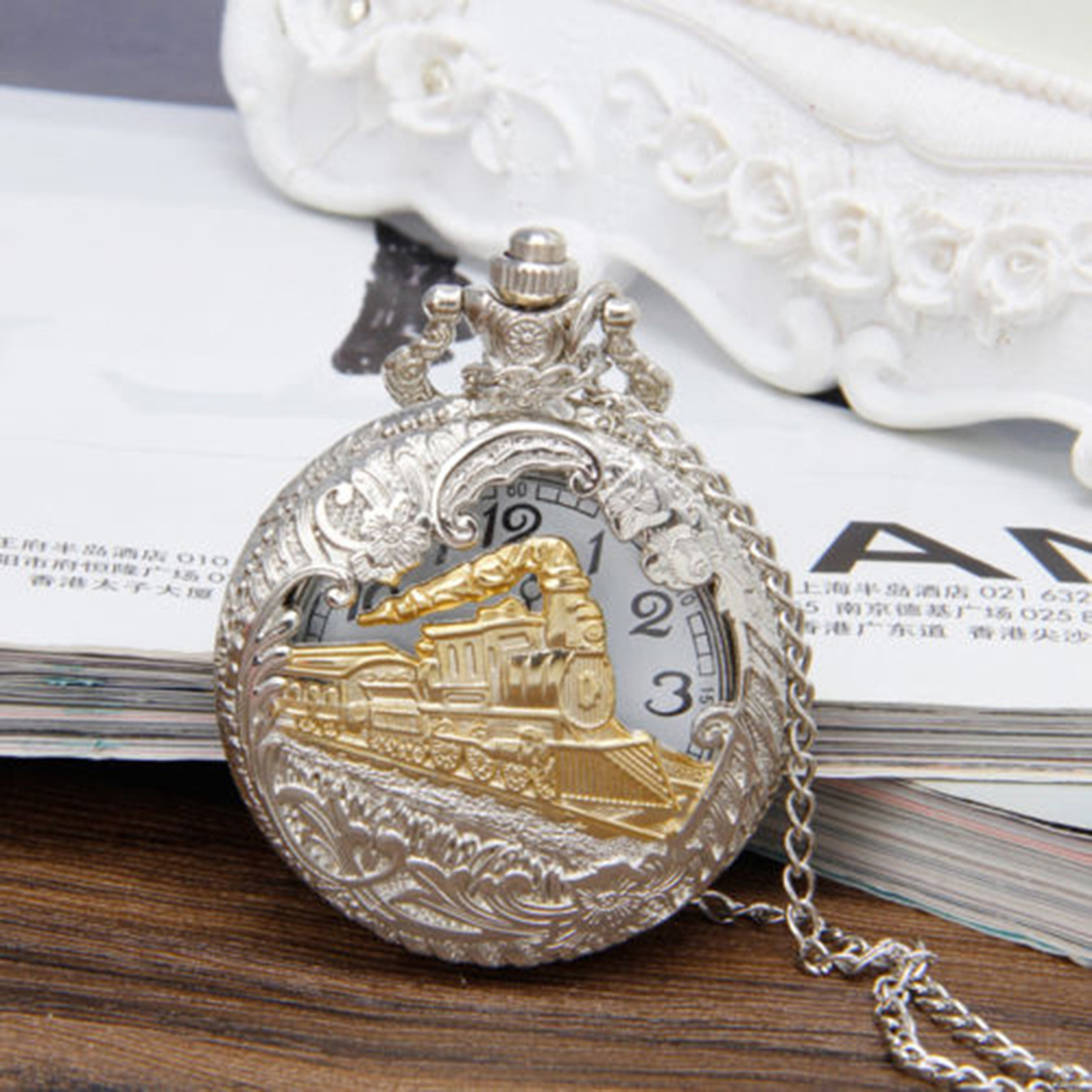 Buy Vintage Mens Quartz Alloy Pocket Watches Steam Train Locomotive ...