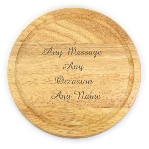 Personalised Engraved Round Wooden Cheese Bread Chopping Board Birthday ...