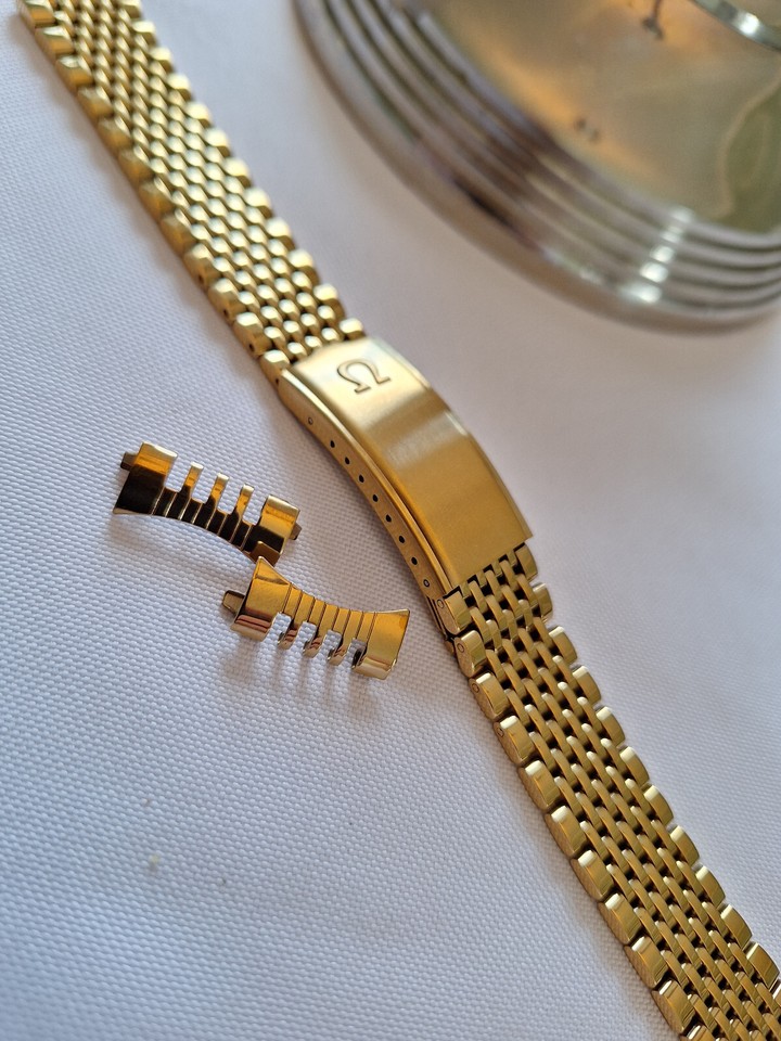 Omega Replacement Beads Of Rice Vintage Watch Strap 18K Yellow Gold ...