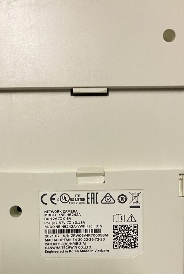 Hanwha Techwin Wisenet XNB-H6242A Network ATM Camera Kit | eBay