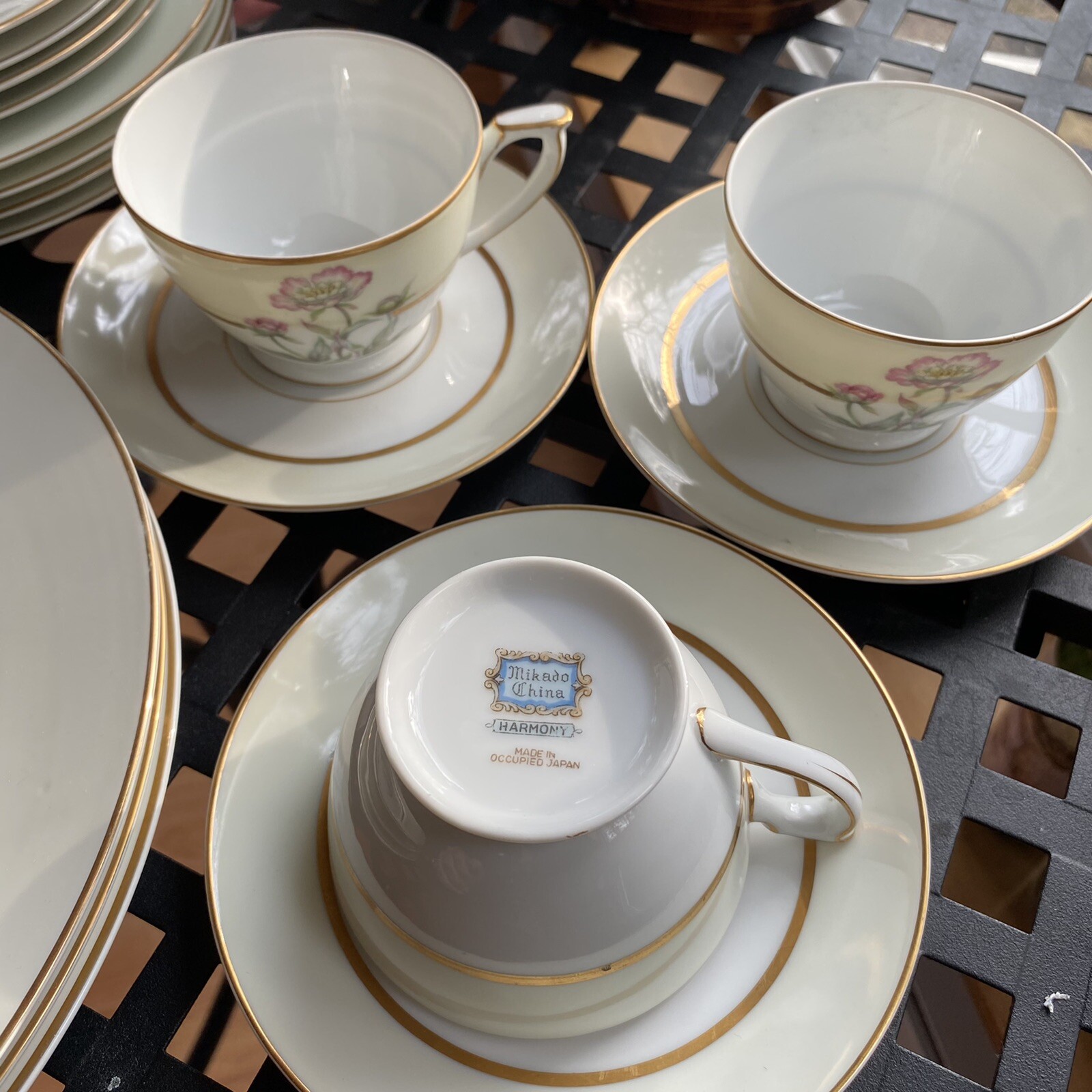 Set of Vintage Mikado China Harmony Footed Tea Cups & Saucers Japan 2 1 ...