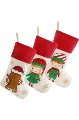 BSTAOFY Christmas Stockings Lot Of 3 Girl Boy Gingerbread Boy | eBay