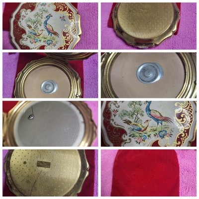 Vintage Stratton Enamel Bird Powder Compact with Original Red Pouch (18 ...
