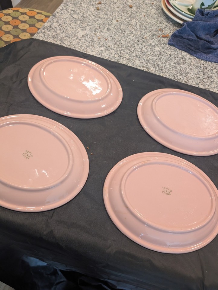 RARE DINNER PLATTER PLATES SET MCM TEPCO AIRBRUSHED FISH RESTAURANT ...
