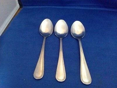 Lot of 3 Gibson Beaded Venus Arc Oval Soup Spoons Stainless | eBay