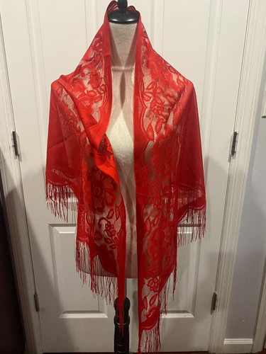 Red Sheer Triangle Scarf Shawl Wrap Lightweight 70.9x29.5inches | eBay
