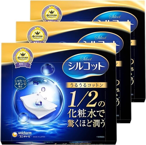 Unicharm Silcot Sponge Facial Cotton 40 sheets ?~3 moisture From Japan ...