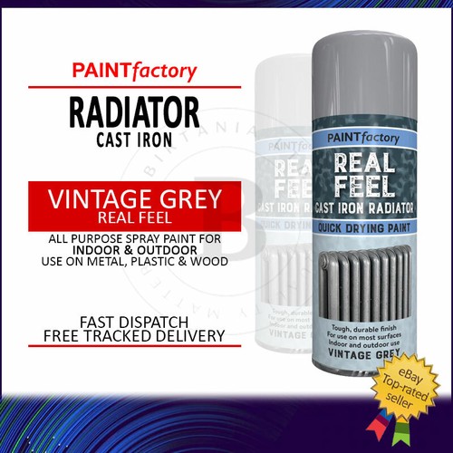 Radiator Spray Paint Grey Heat Resistant Metal Iron Gloss Finish 400ml ...