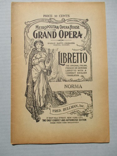 Vintage METROPOLITAN OPERA HOUSE GRAND OPERA: NORMA | eBay