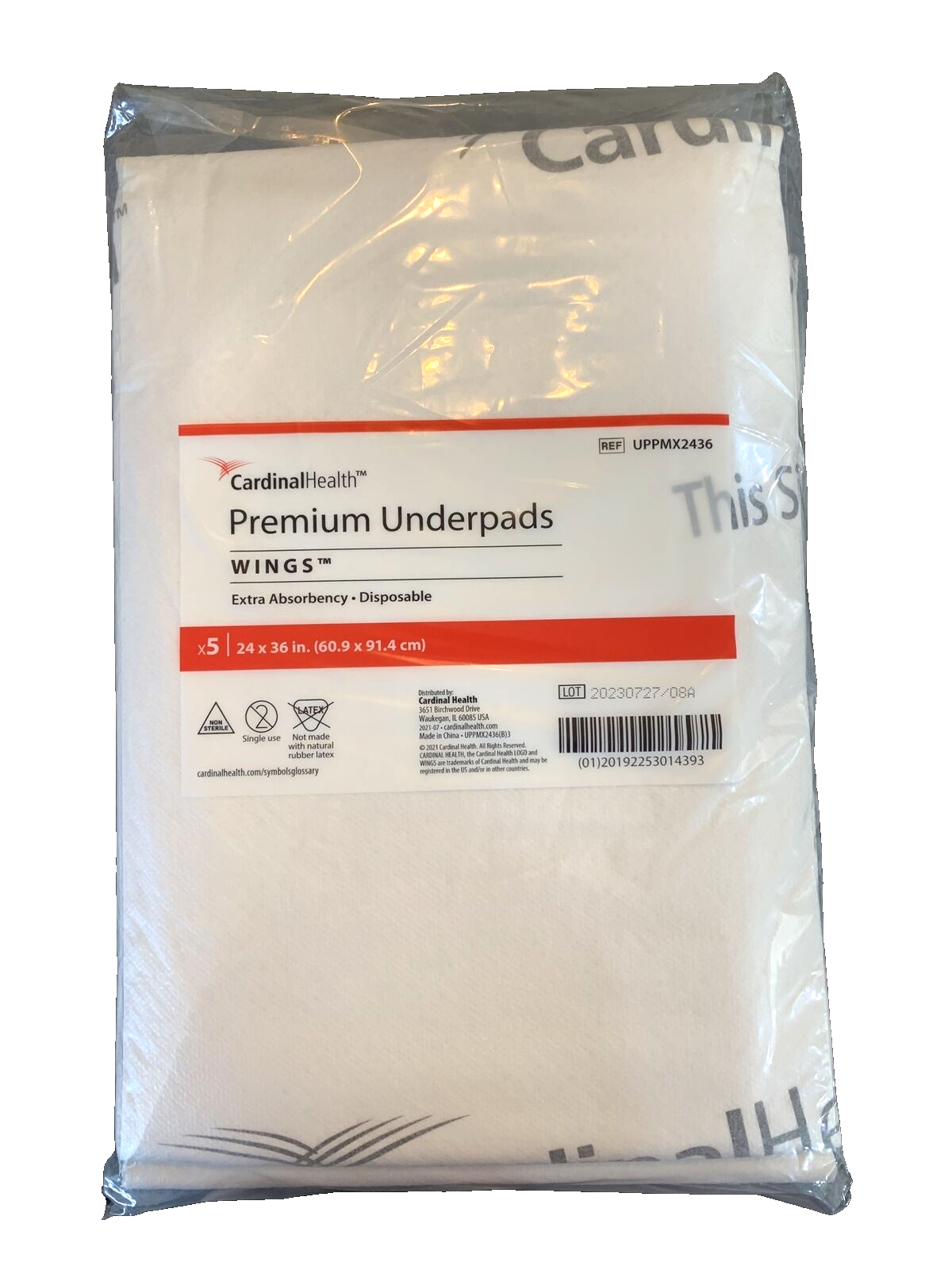 2021 Cardinal Health 1 PACK OF 5 Premium Underpads Wings, 24" x 36" | eBay