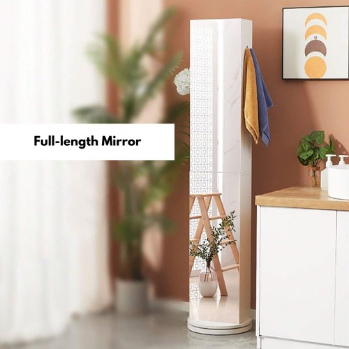 Rotating Bathroom Storage Cabinet, Full-Length Mirror, 360-Degree ...