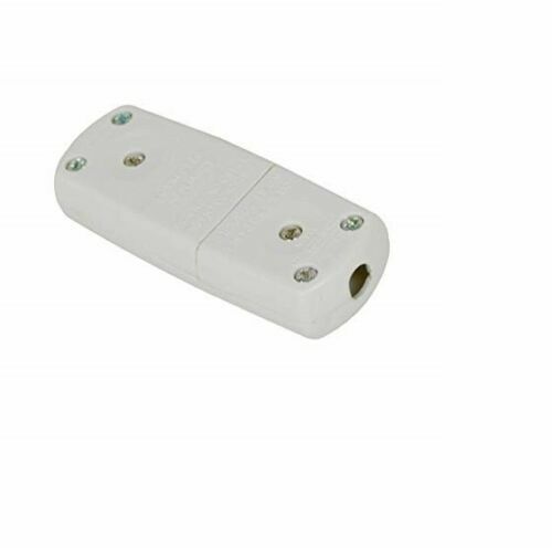 HEAVY DUTY 3 Pin Flex Mains Power Plug Connector White Cable Jointer ...