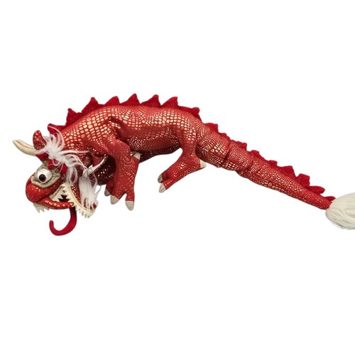 Folkmanis Chinese Dragon Hand Puppet 21" Red Gold Plush Mythological ...