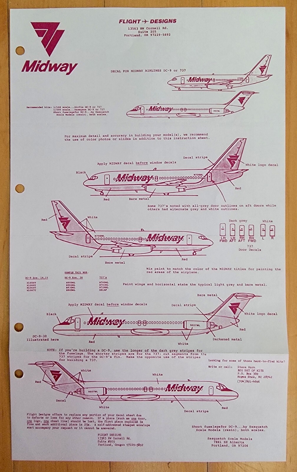 1/144 - FLIGHT DESIGNS DECAL - MIDWAY AIRLINES - B737-200 DC-9S MD-87 ...
