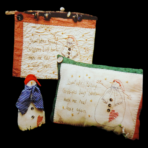 Snowman Poem Embroidery Quilt Pattern 12x15 Wall Hanging Primtive ...