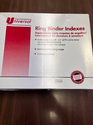 Universal Ring Binder White Plain Tab Indexes | eBay