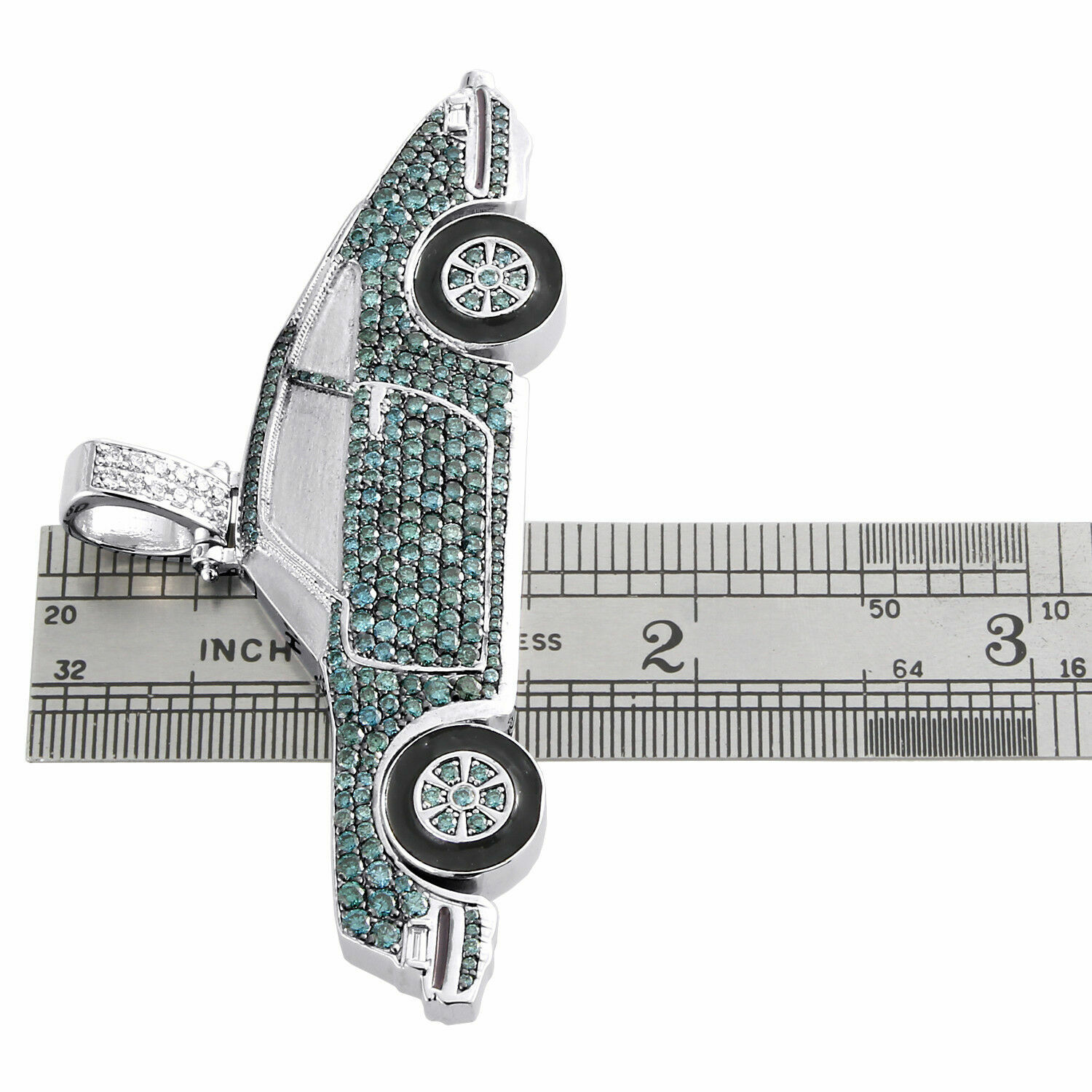 4.65 Ct Simulated Sapphire Porsche Carrera Car Charm Pendant 925 ...