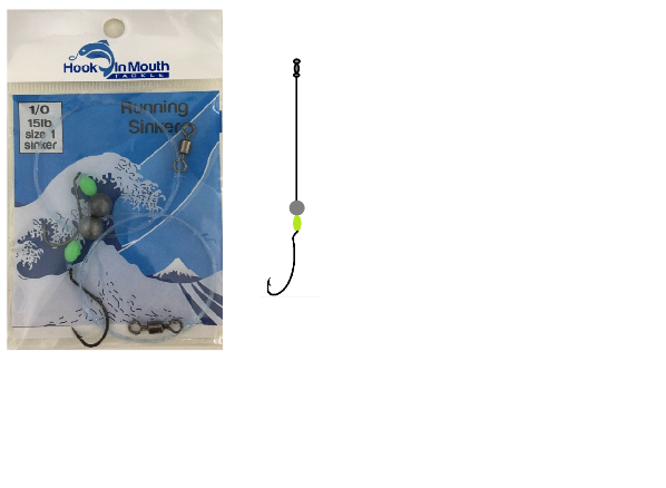 6 X Running Sinker Fishing Rigs -1/0 Beak Hook Size 1 Sinker 15lb ...