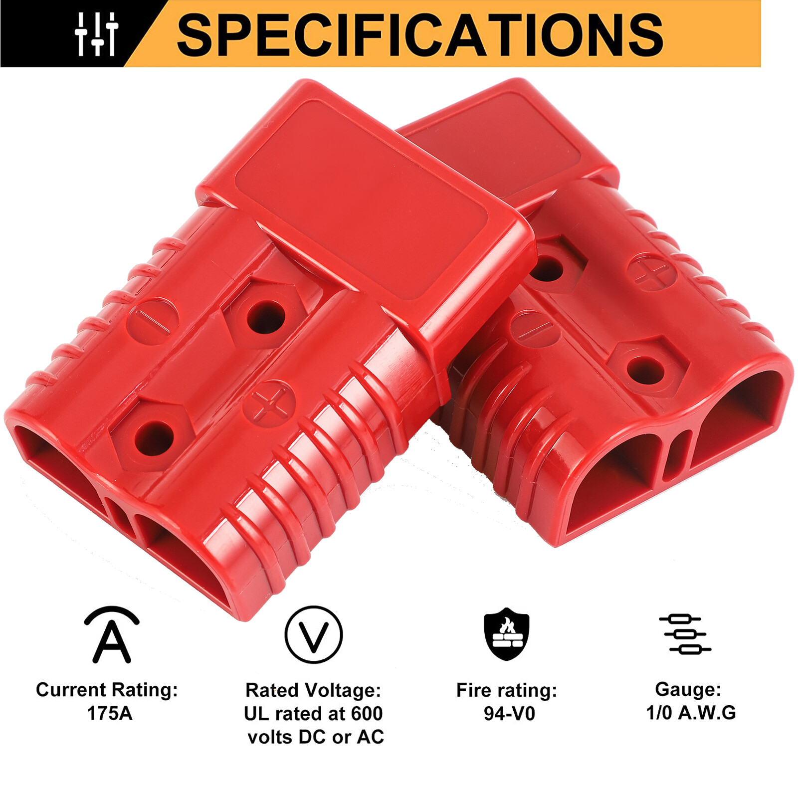 6Pcs 175AMP Connector Anderson Style Plug 12/24V DC Power Solar Caravan ...