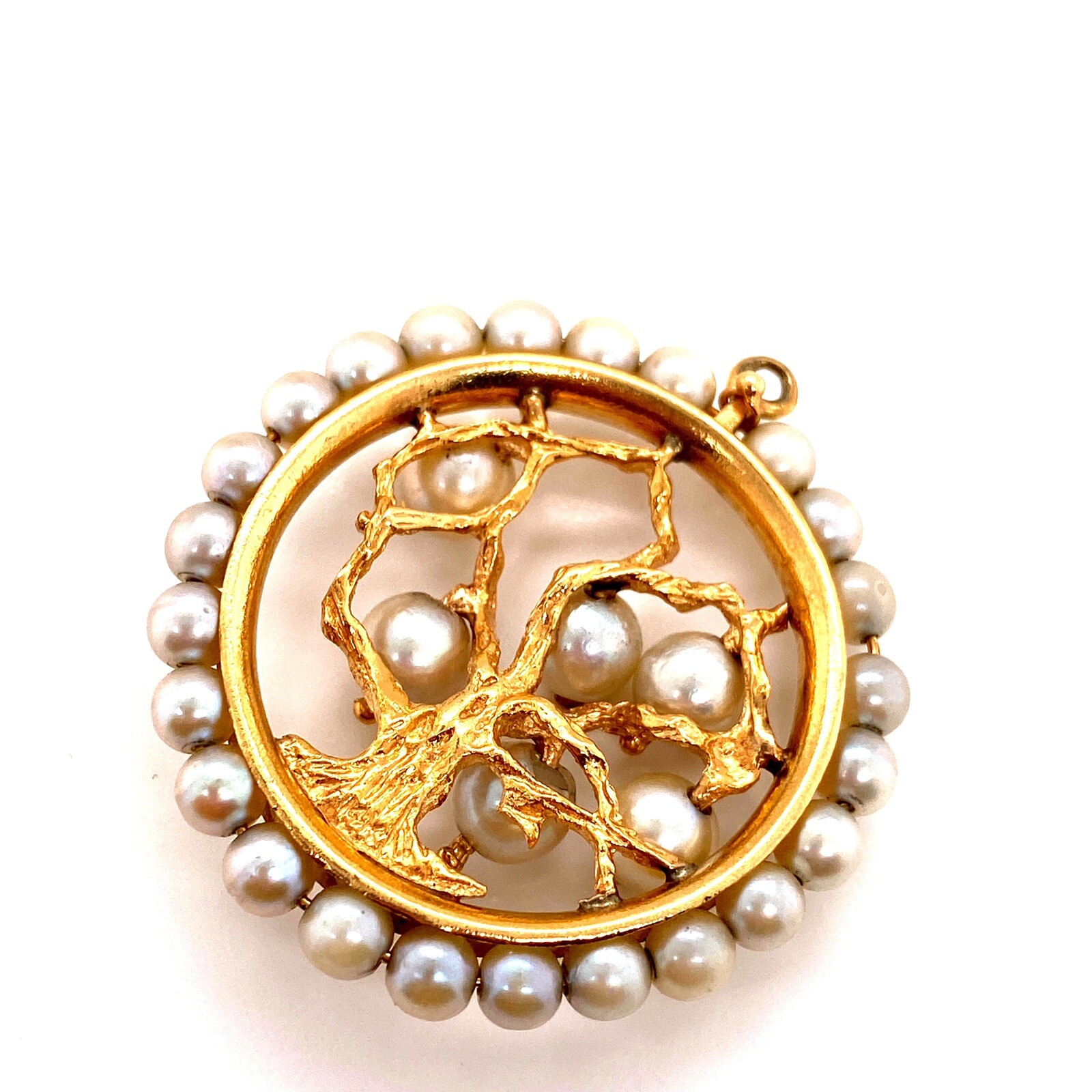Vintage Tree of Life Pearl Pendant 14k Gold 10.3 grams Hand-Made Estate ...