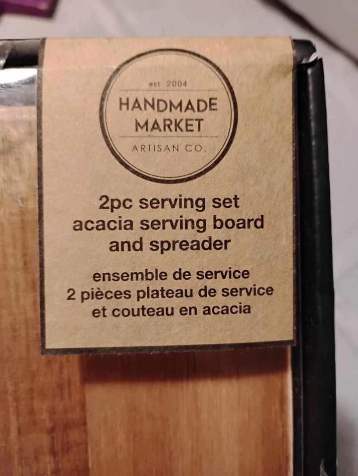 Hand Made Market 2pc serving set acacia serving board and spreader | eBay