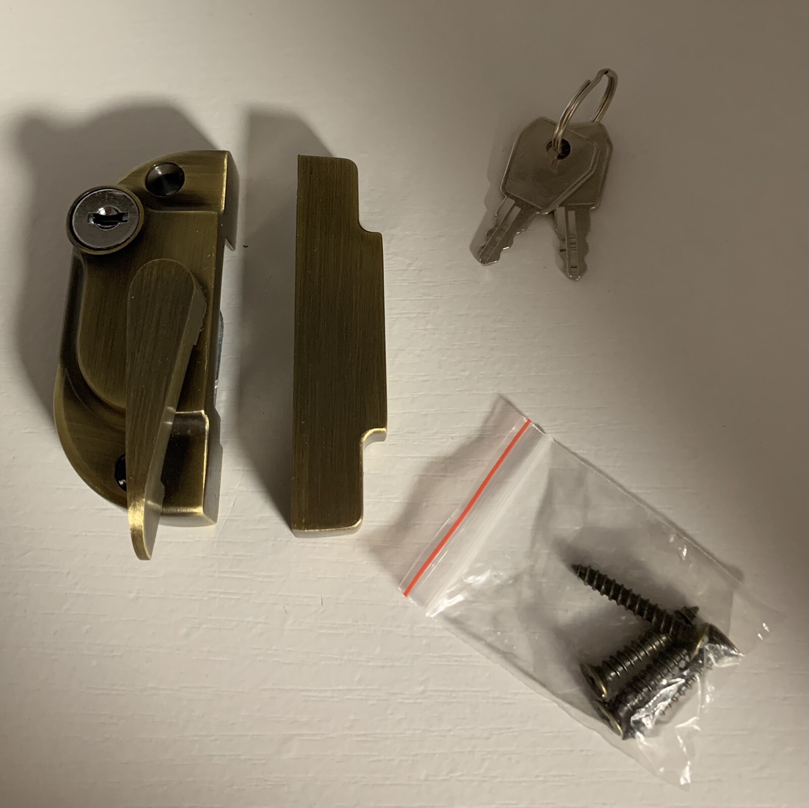 Narrow Locking Fitch Fastener & 2 Keys Sash Window Furniture Antique ...