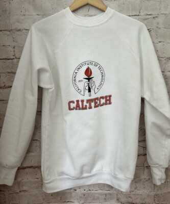 Vintage CALTECH Sweatshirt *M *SEE DESCRIPTION 80s 90s White Pullover ...