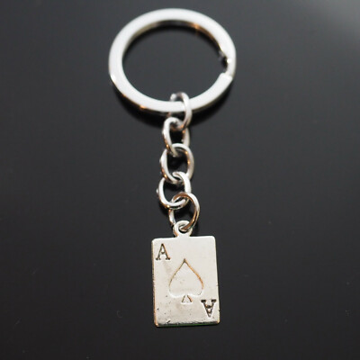 Ace of Spades Keyring Key Chain Silver Pendant Charm Poker Texas Holdem ...