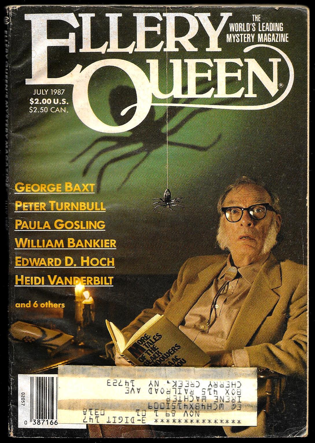 Ellery Queen's Mystery Magazine July 1987 Peter Turnbull, George Baxt ...