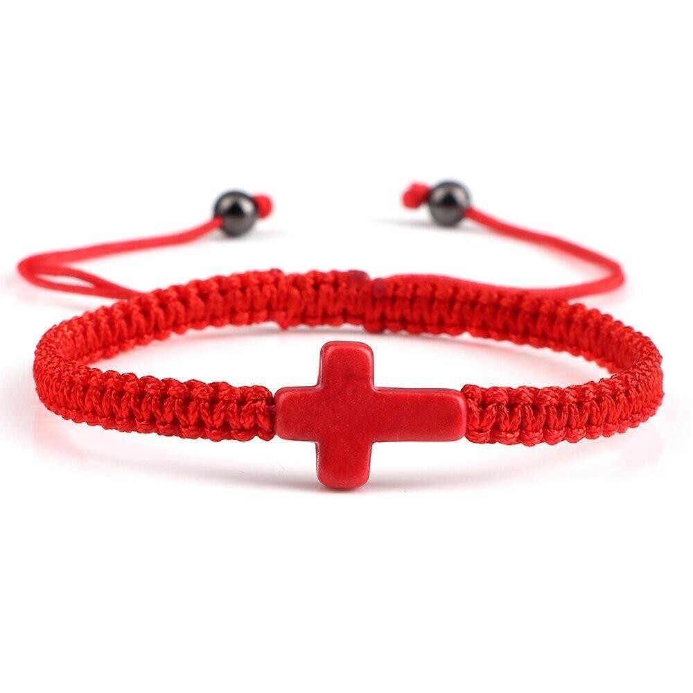 Pulsera Roja de proteccion con dije de Cruz para la proteccion Divina ...