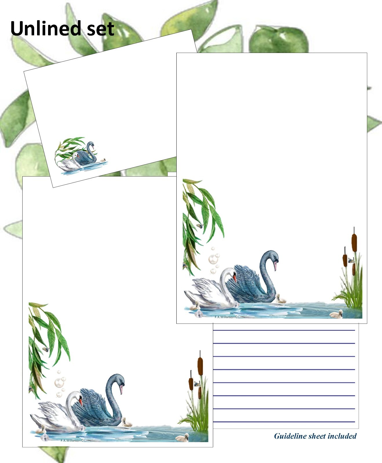 Nature's Swans - A5 Letter Writing Paper Sets with or without matching ...