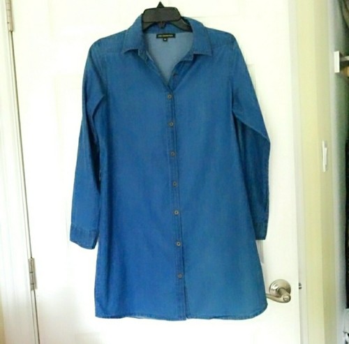 Chic Connection Medium Wash Denim Tunic Dress Shirt Button Up Long ...