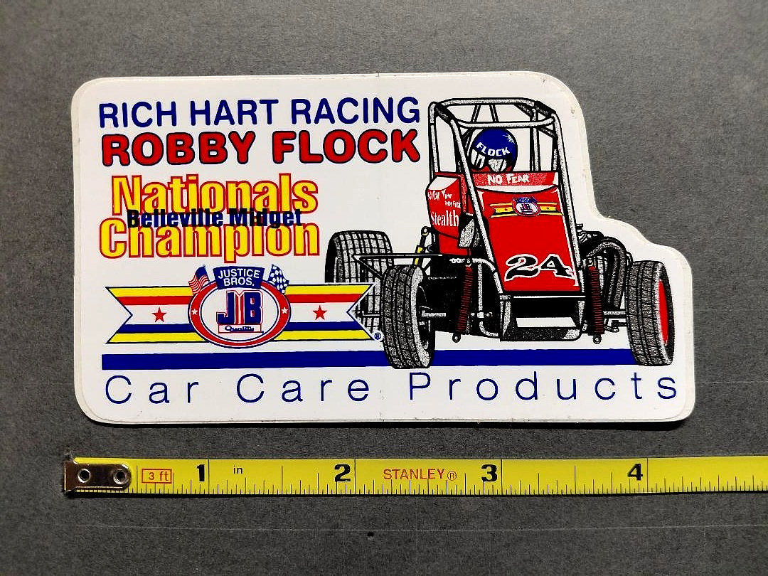 "JUSTICE BROS...ROBBY FLOCK" Vintage Original Racing Sticker Decal ...